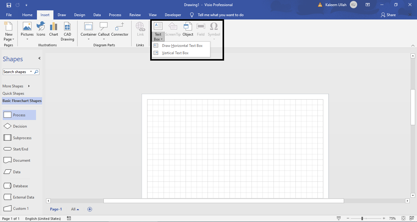 How To Insert / Draw Text Box in Visio?