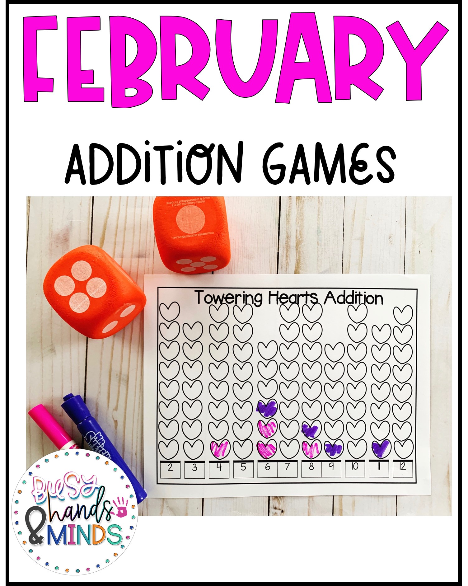 Valentine's Themed Addition Games | Busy Hands and Minds