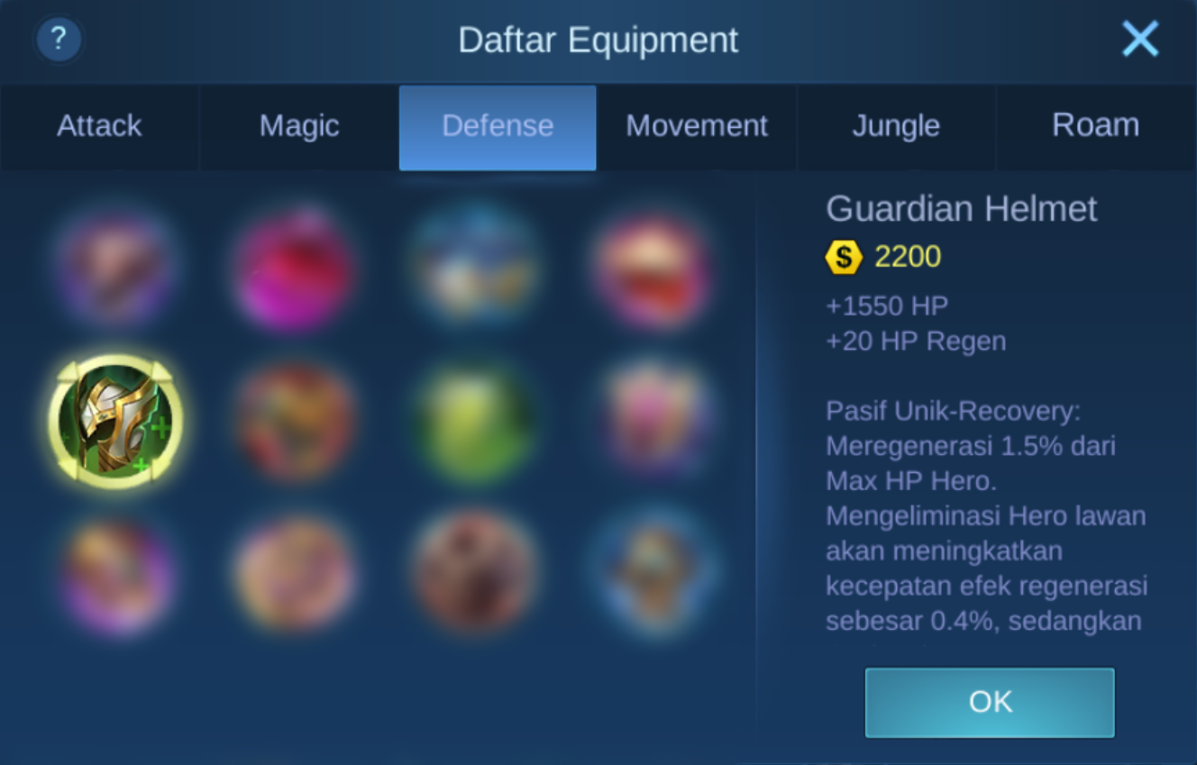 PENJELASAN ITEM DEFENSE MOBILE LEGEND - MOBELEDENG.id