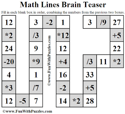 Math Lines Brain Teaser with Answer