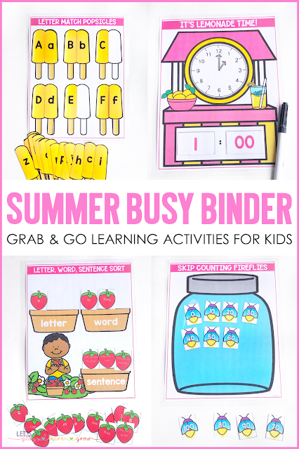 Summer Busy Binder Activities | Lets Play.Learn.Grow