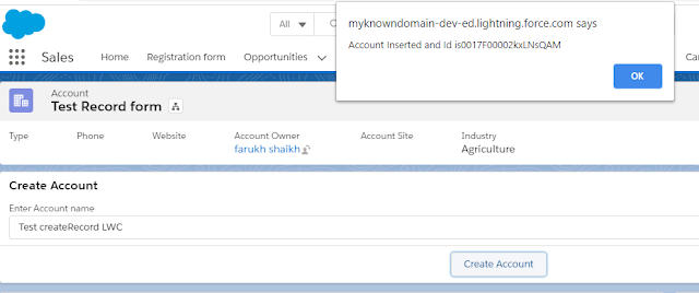 Sfdc A Blog On Salesforce How To Use Createrecordrecordinput In Lwc