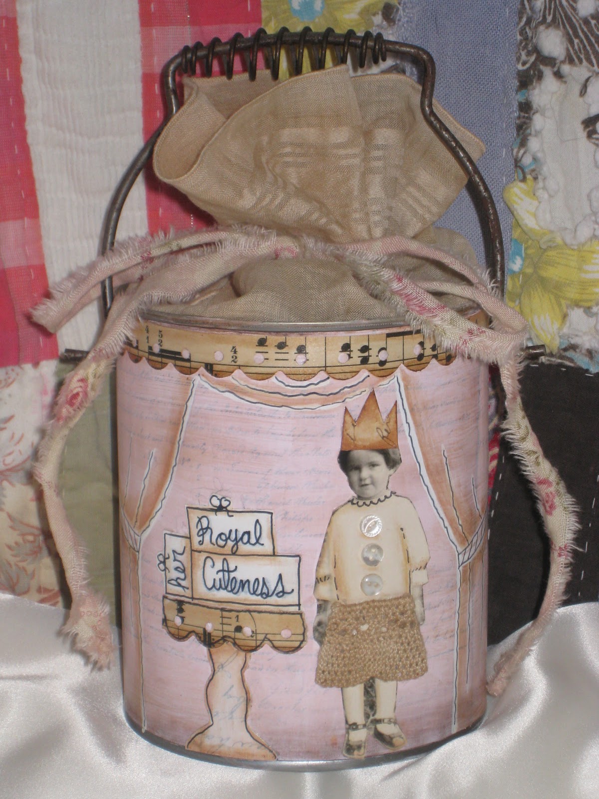Vintiquities: Her Royal Cuteness! Altered Tin Can Bag