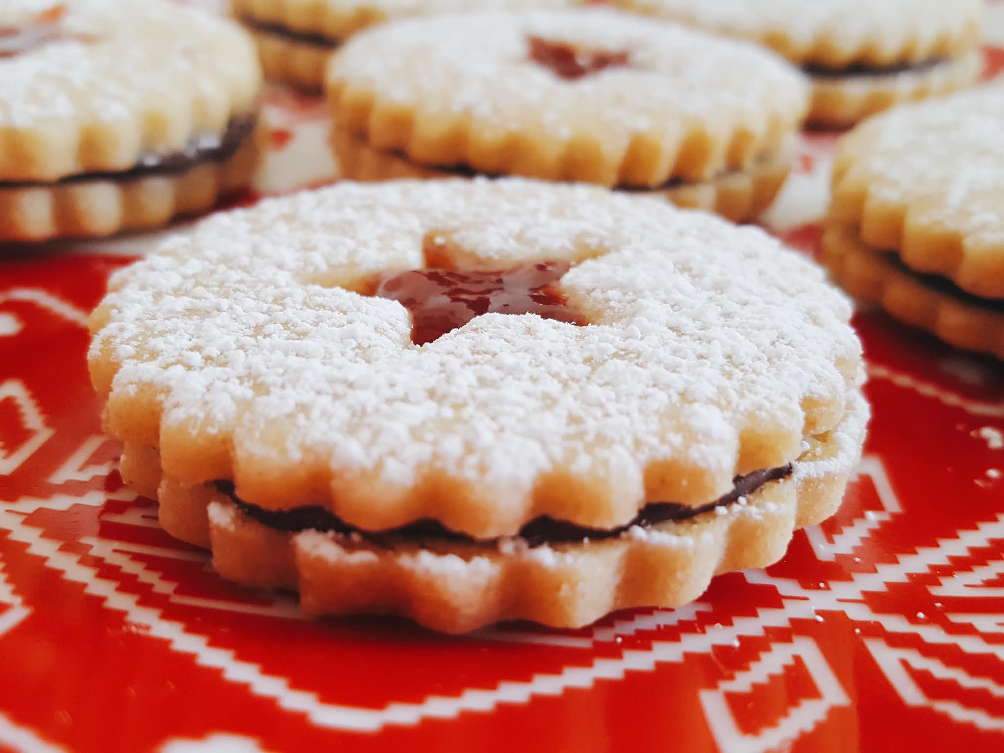 Chocolate Filled Linzer Cookies