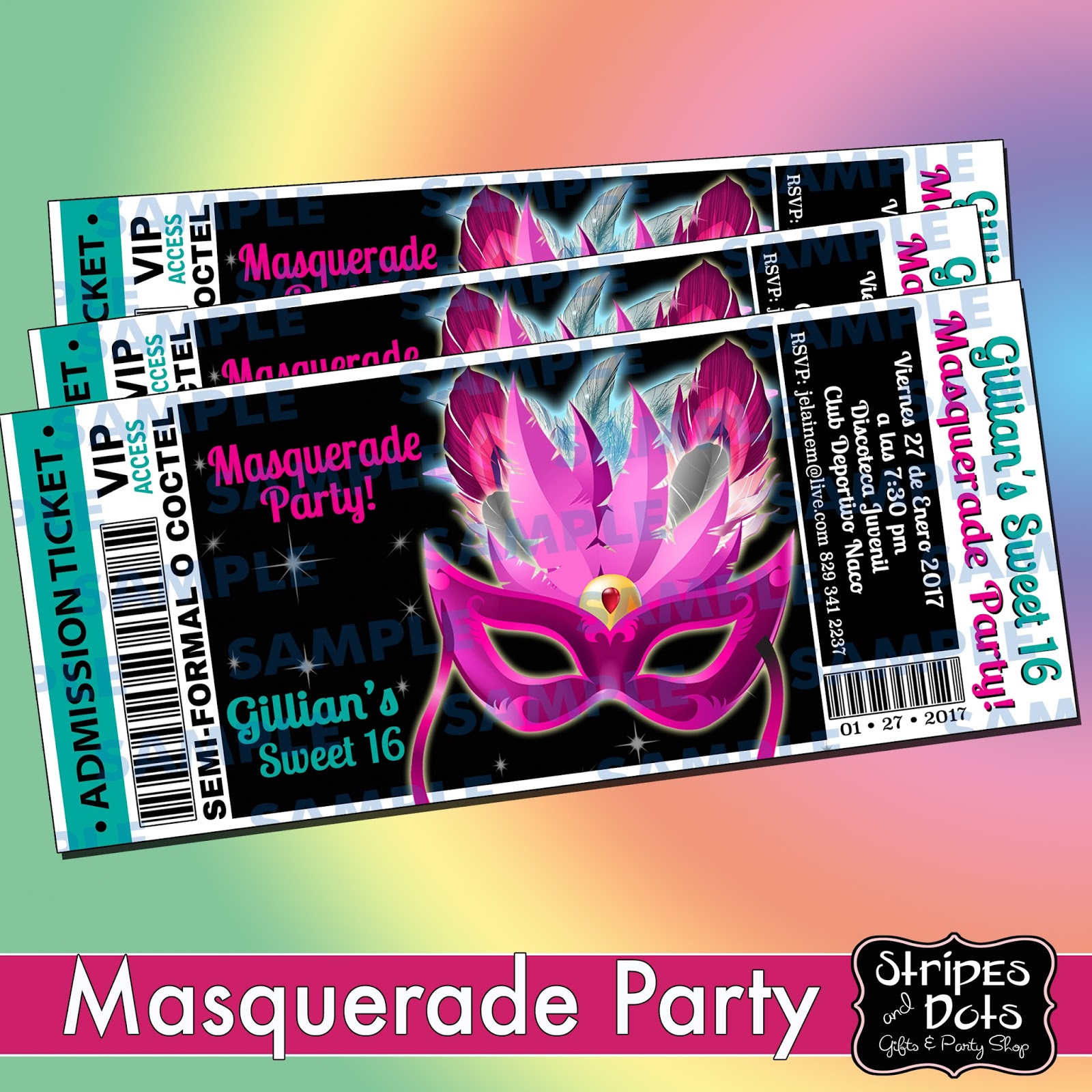 The Childrens Zone Digi Designs: Ticket Invitations / Masquerade Party ...