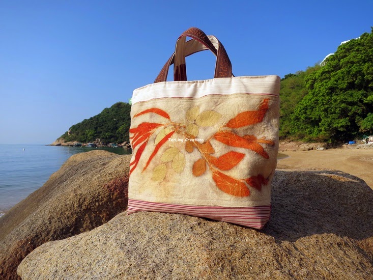 Terrie ~.~ smiling.....: Eco print tote bag 植物印染袋子