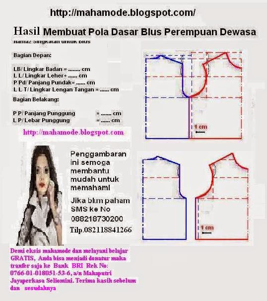 Belajar Jahit Busana: Hasil Membuat Pola Dasar Blus Perempuan Dewasa