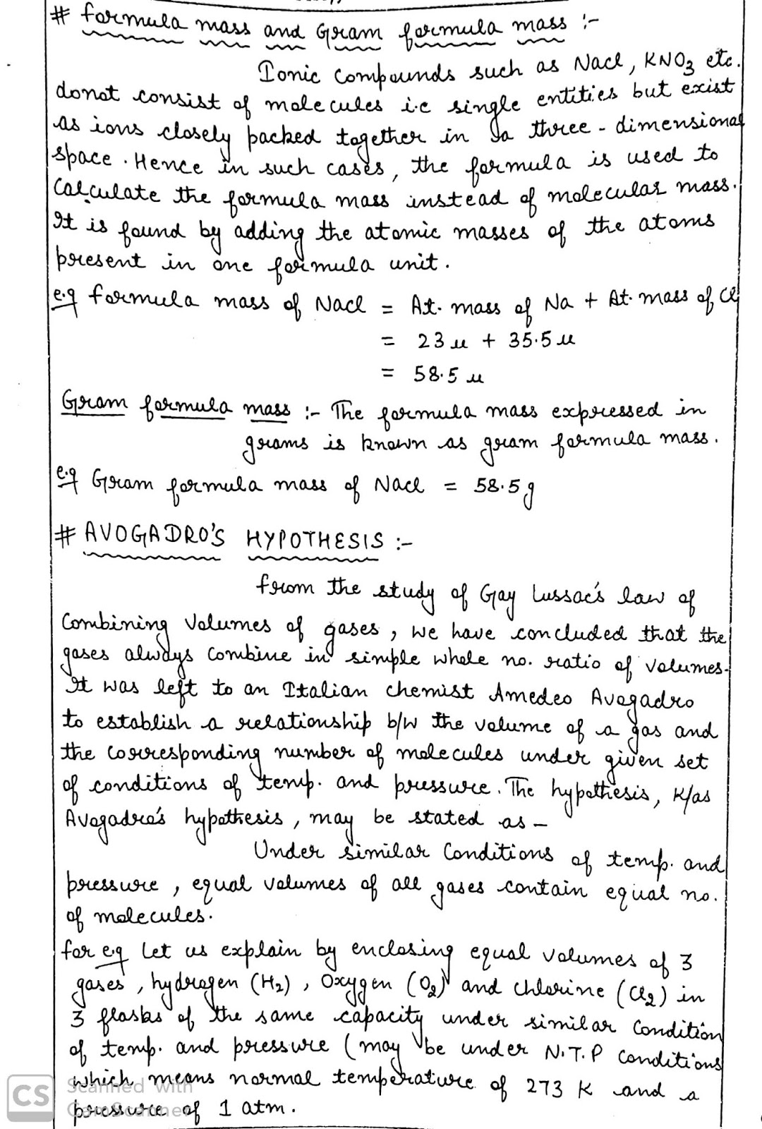 Some Basic Concept of Chemistry Handwritten Notes for 11th Chemistry