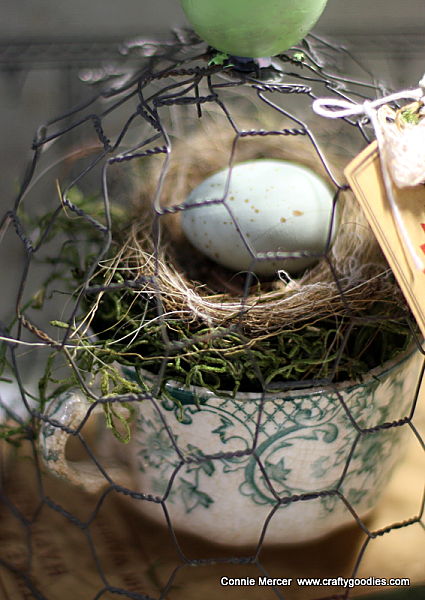 crafty goodies: Try It Tuesday~chicken wire and a china cup!