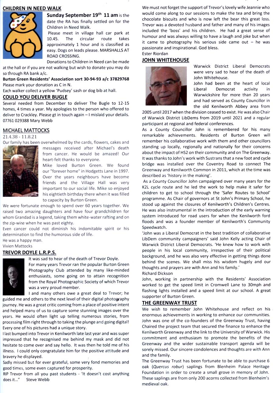 Burton Green: Bugle Archive