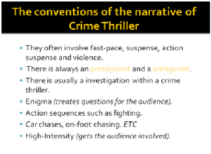 AS Media Coursework: Conventions of Crime Thriller Genre