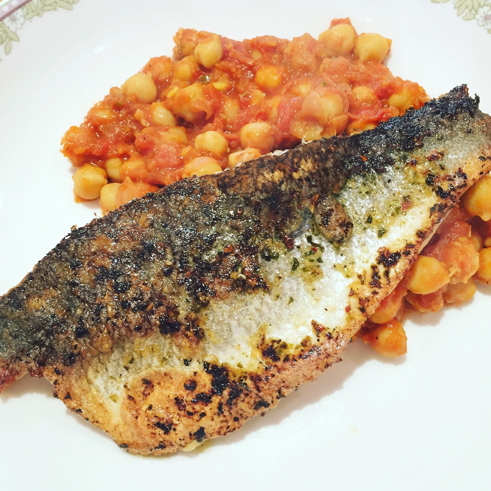 Chana Masala with Pan-Fried Fish