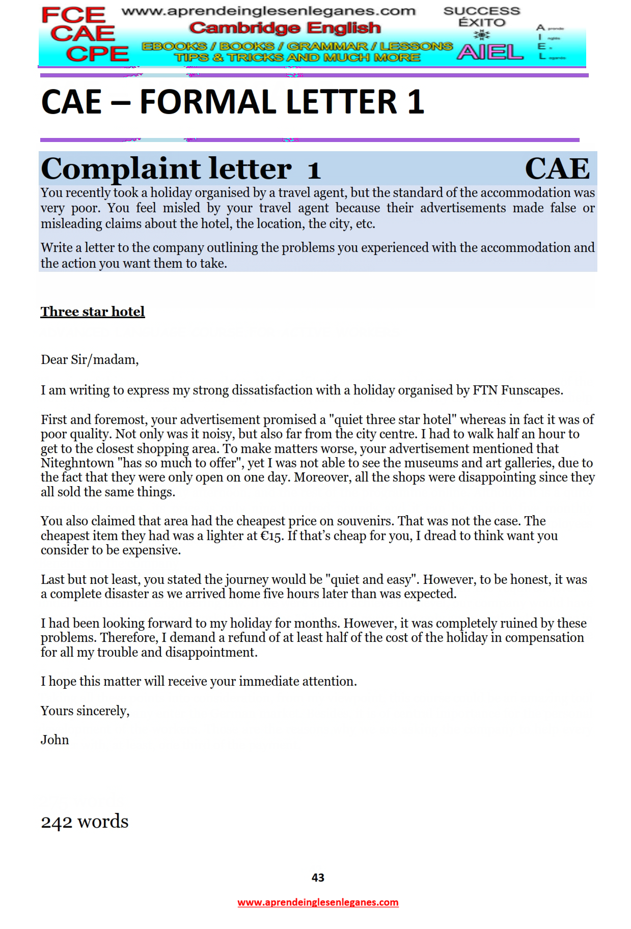 Formal Letter Cae - Formal Letter