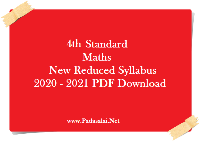 4th Standard Maths New Reduced Syllabus 2020 2021 PDF Download 4th Standard Maths New Reduced Syllabus 2020 2021 PDF Download