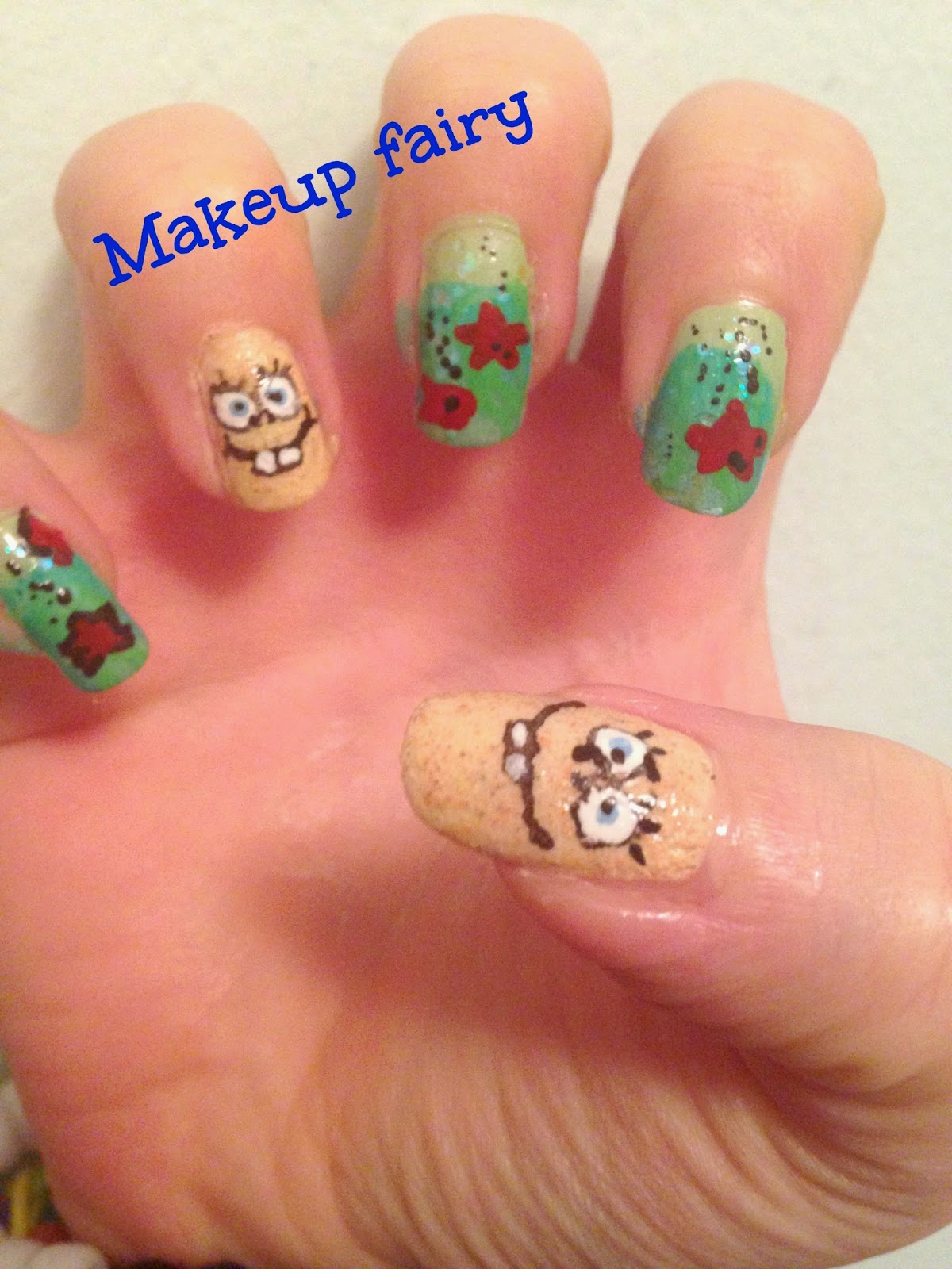 Patrick Star Nail Art