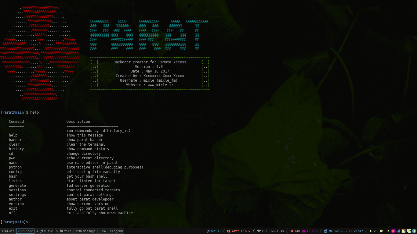 Parat - Python Based Remote Administration Tool (RAT)
