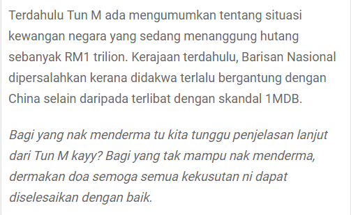 Tun M Lancar Tabung Derma Bantu Negara | Selangor Darul Info