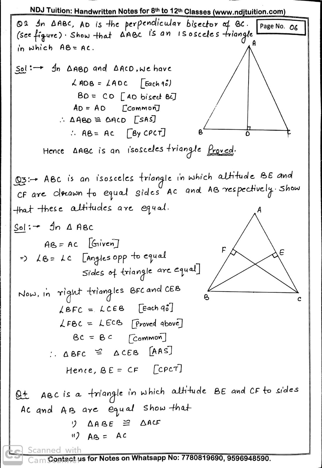 Triangle Handwritten Notes For 9th Math