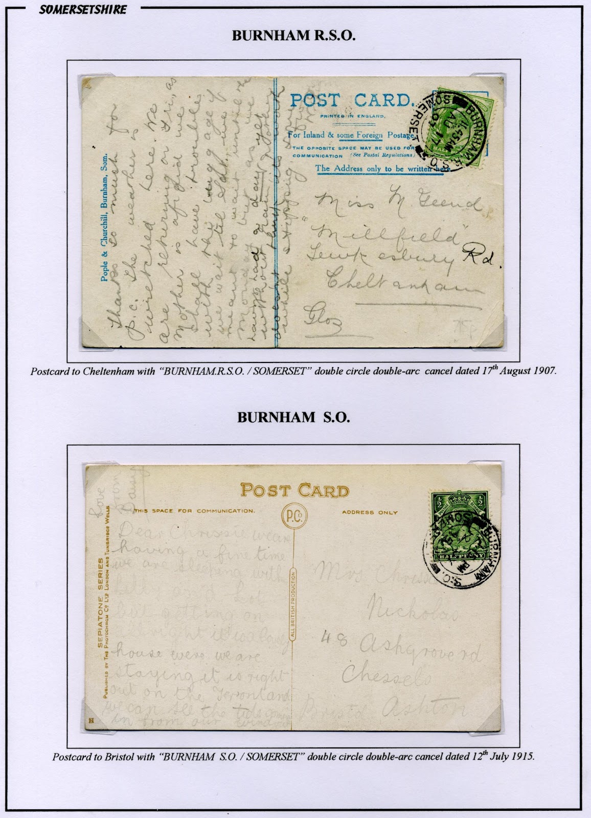 Somerset (& Bristol) Postal History: Burnham RSO and SO