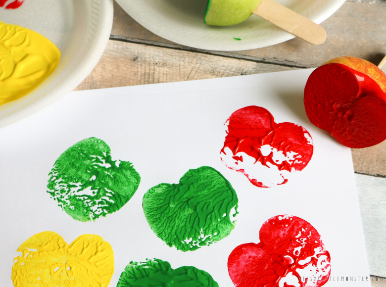 Apple Stamping Art - Painting with Real Apples - Messy Little Monster