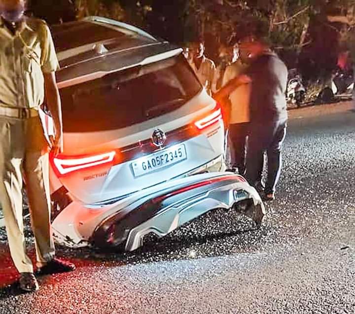 Indian Roadie: MG Hector crash in Goa on 2021-02-21