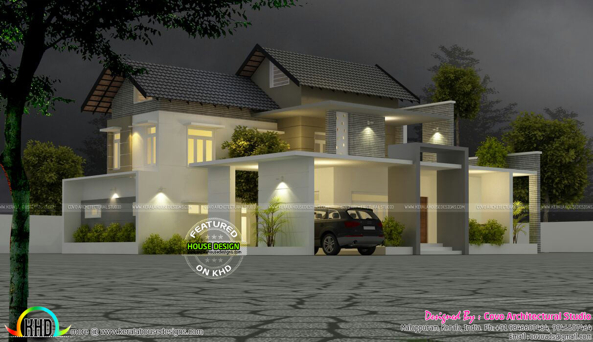 4 bedroom modern mix home design - Kerala Home Design and Floor Plans ...