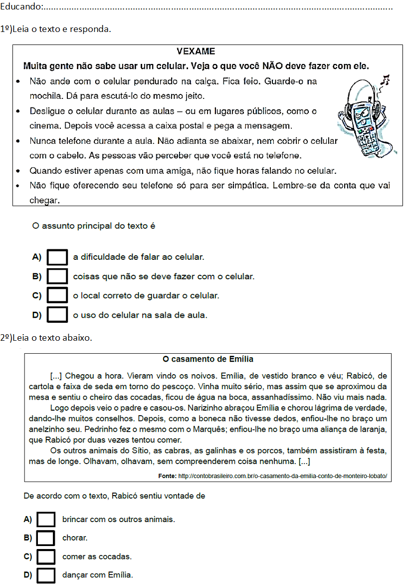 Simulado Portugues 3 Ano - BRAINCP
