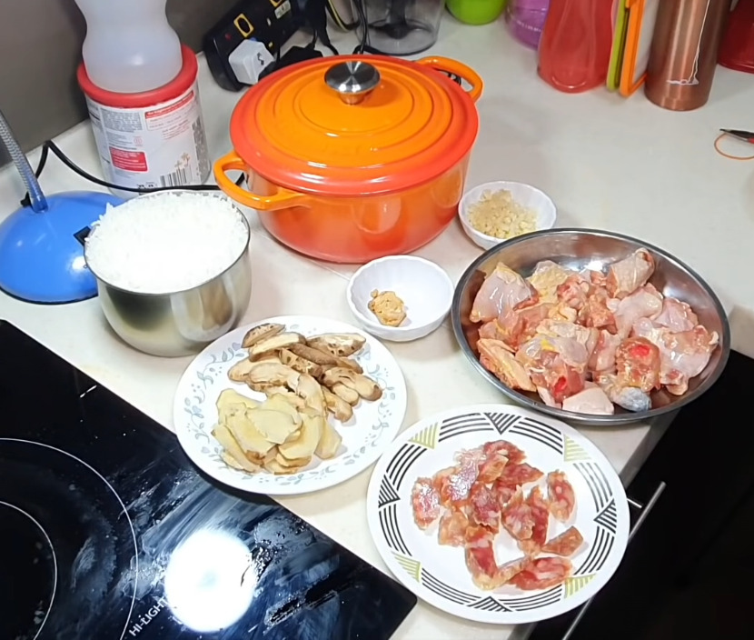 You'll need a wok, a cast-iron pot, and the following ingredients: