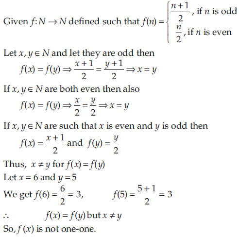 Let f : N → N be defined by f (n) ={ (n+1)/2, if n is odd and (n-1)/2 ...