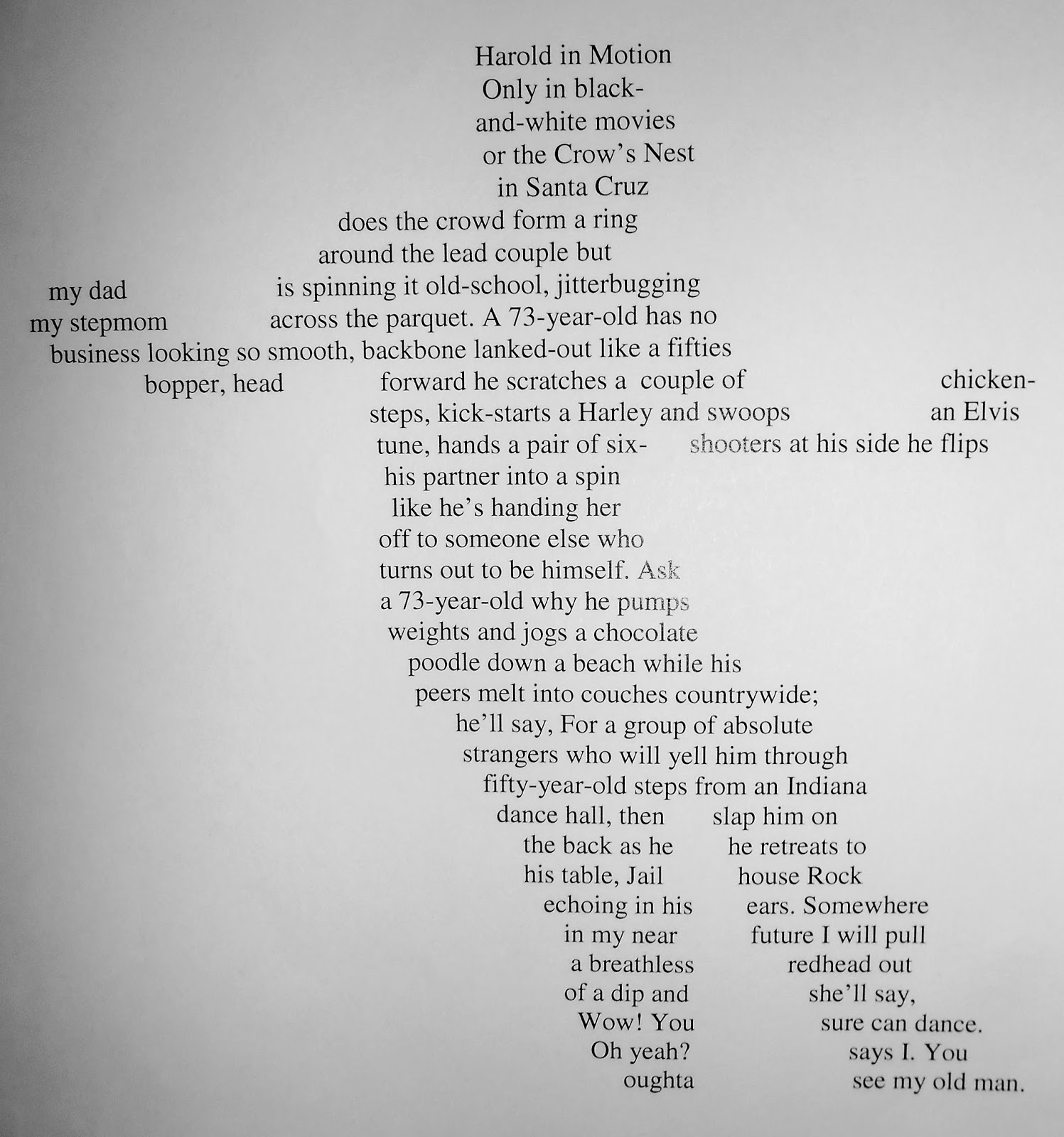 Operaville: Shape Poem: Harold in Motion