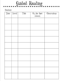 Classroom Freebies Too: Guided Reading Recording