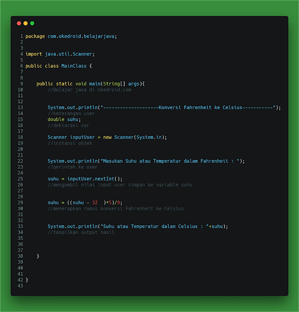 Contoh Aktivitas Konversi Suhu Fahrenheit Ke Celcius Di Java - Java ...