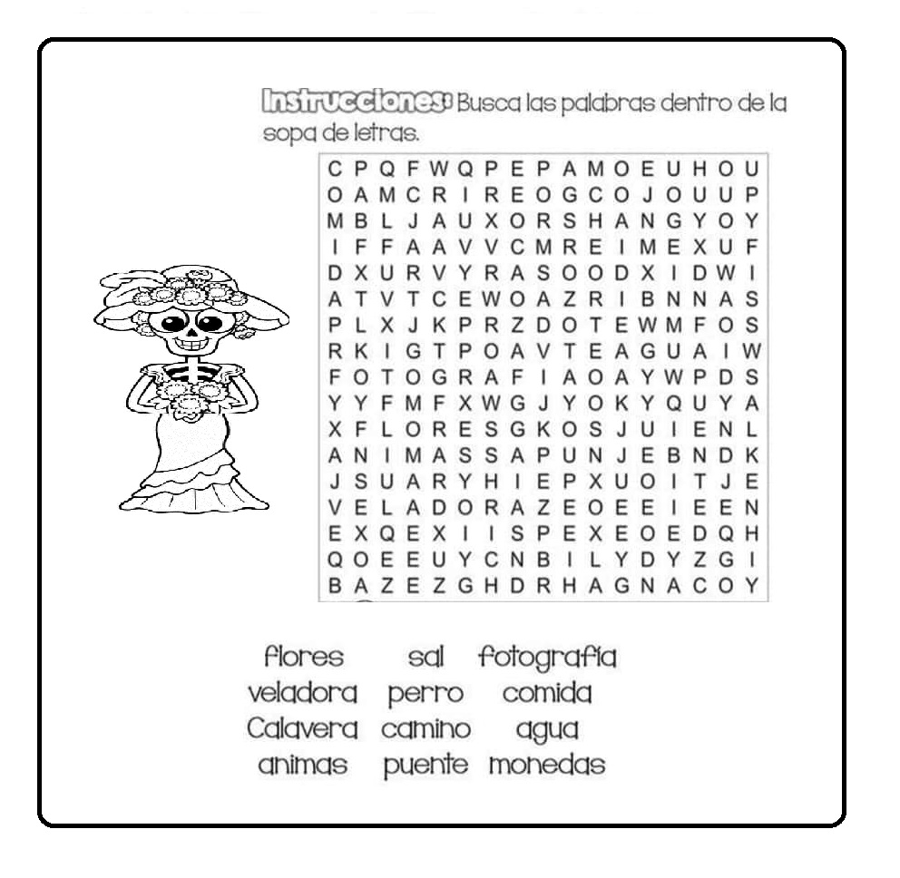 SOPA DE LETRAS DIA DE MUERTOS
