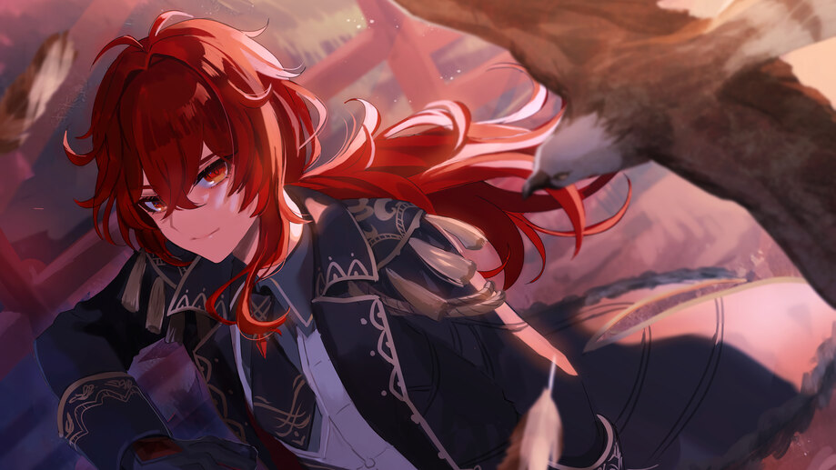 Diluc Genshin Impact Game Art 4K #9831a Wallpaper PC Desktop