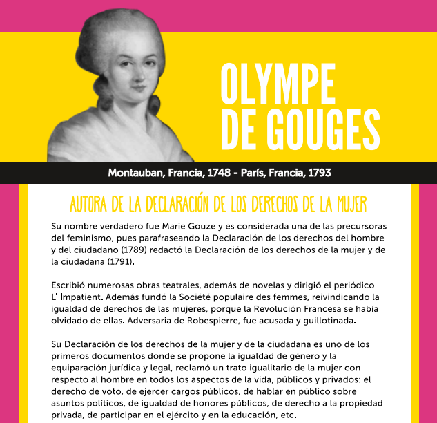 PLAN DE IGUALDAD: OLYMPE DE GOUGES. MUJERES DE LA HISTORIA MUJERES PARA ...