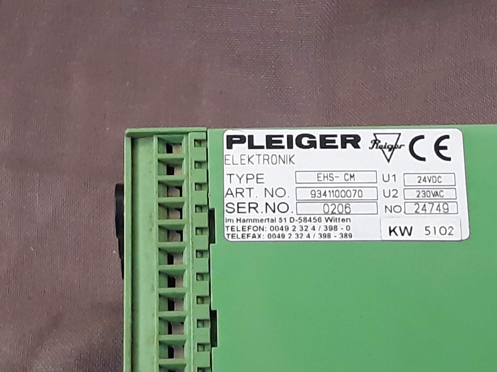 PLEIGER EHS CM CONTROL MODULE 9341100070