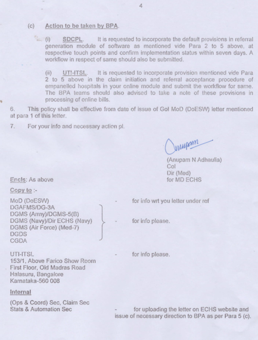 REVISION OF GUIDELINES FOR ECHS REFERRAL