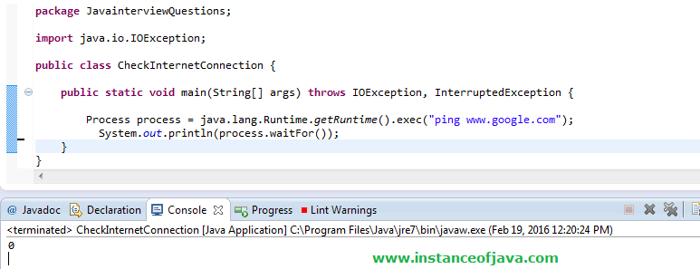 How To Check Internet Connection Using Java Instanceofjava