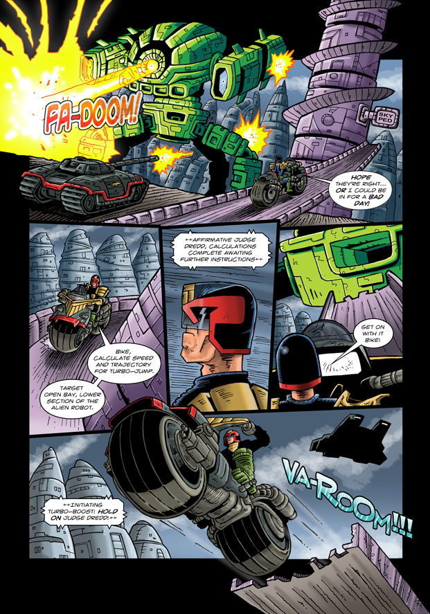 David Broughton Artist: JUDGE DREDD 'MEAN GREEN MACHINE' PART 1. David Broughton Artist: JUDGE DREDD 'MEAN GREEN MACHINE' PART 1.