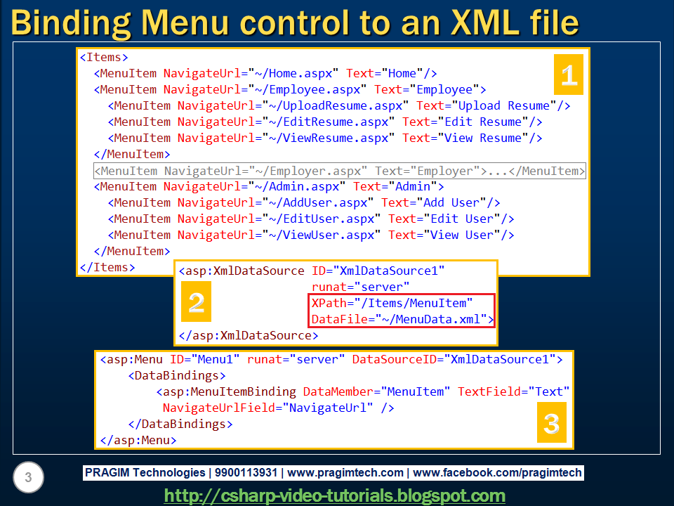 Sql Server Net And C Video Tutorial Binding Menu Control To An Xml File Using