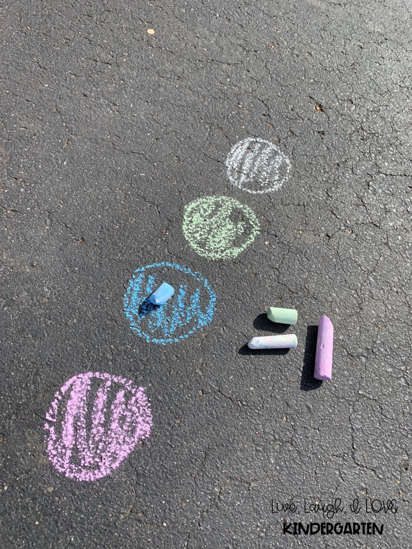 Chalk Color Match: I drew 4 circles in different colored chalk. I left ...