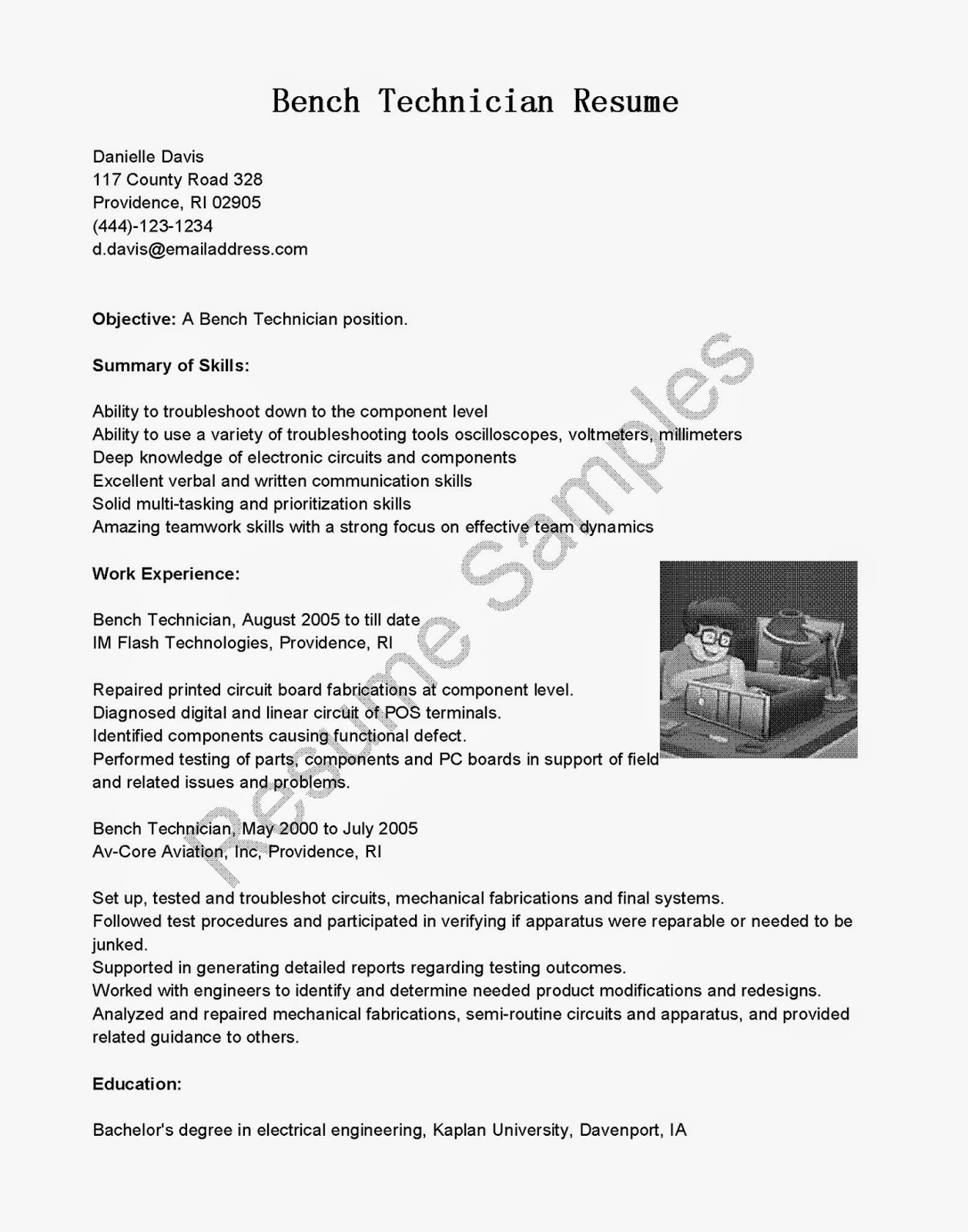 Resume Samples: Bench Technician Resume Sample