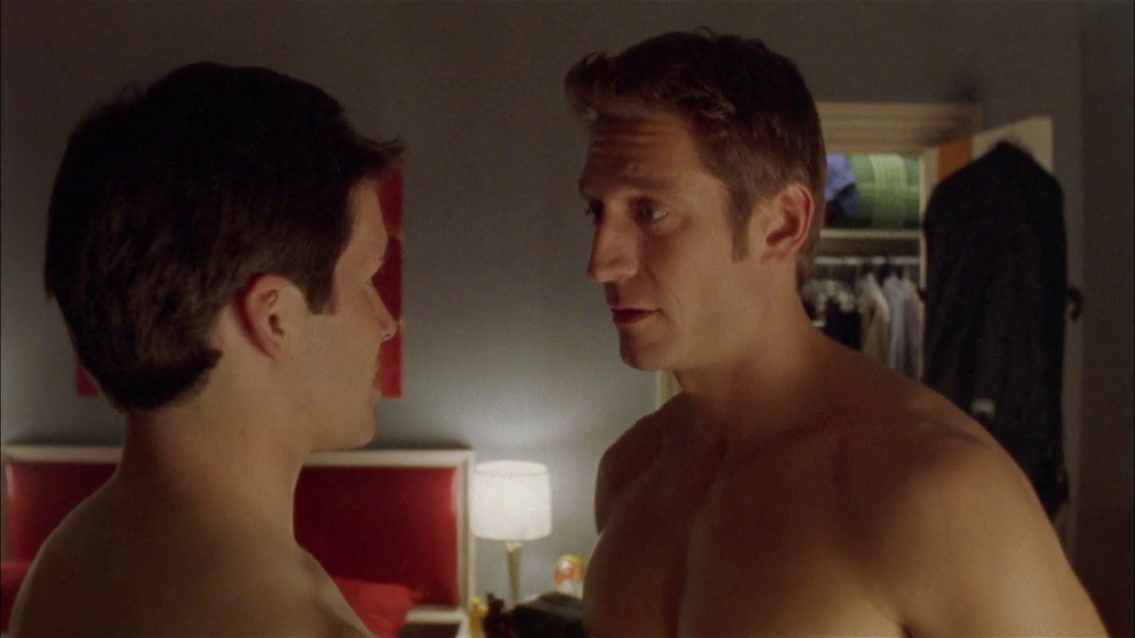 ausCAPS: Robert Gant and Hal Sparks shirtless in Queer As Folk 3-01 "Mad Dog Kinney"