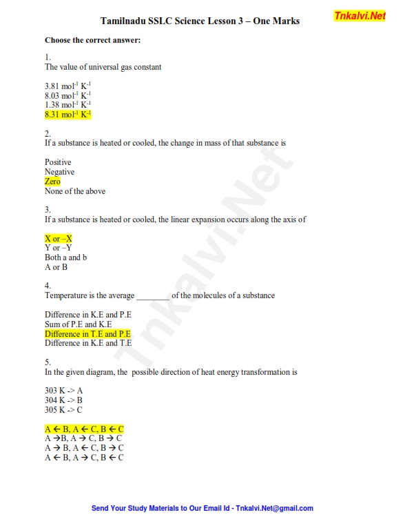 10th Standard Science One Mark Creative Question With Answer 10th-standard-science-one-mark-creative-question-with-answer