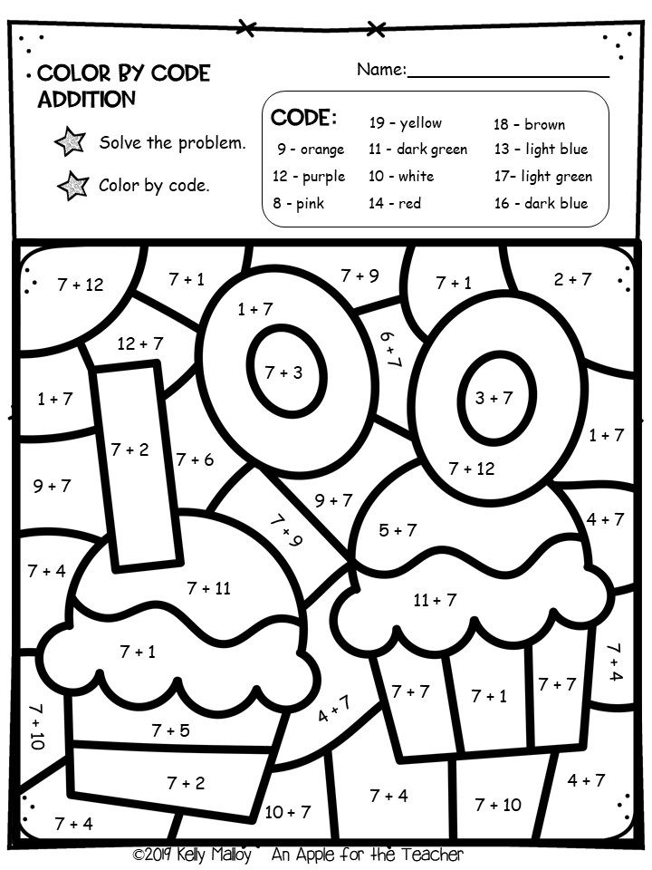 An Apple For The Teacher: 100th Day of School Color By Number