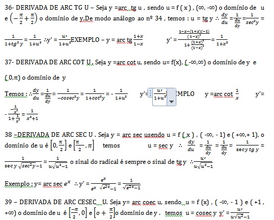 Estudando Matemática: DERIVADAS e Tabela de derivadas ( 25 formulas)