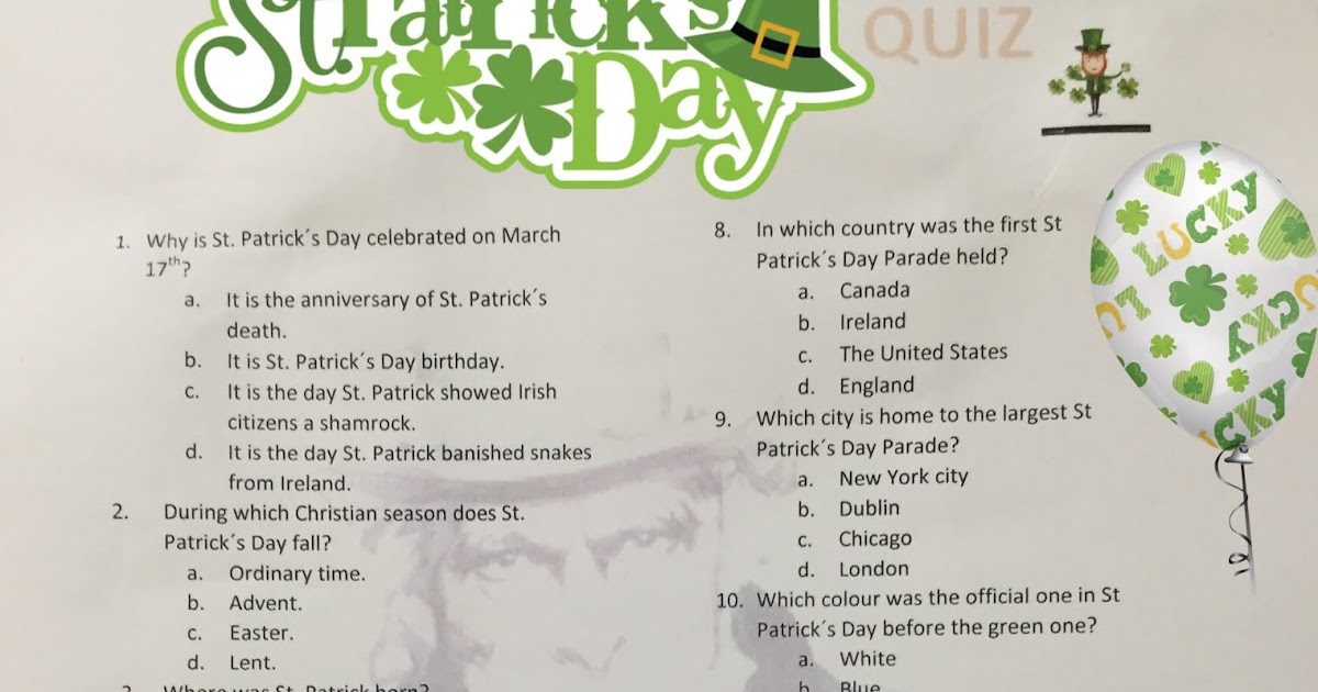 LET'S LEARN TOGETHER!!: SAINT PATRICK’S DAY QUIZ