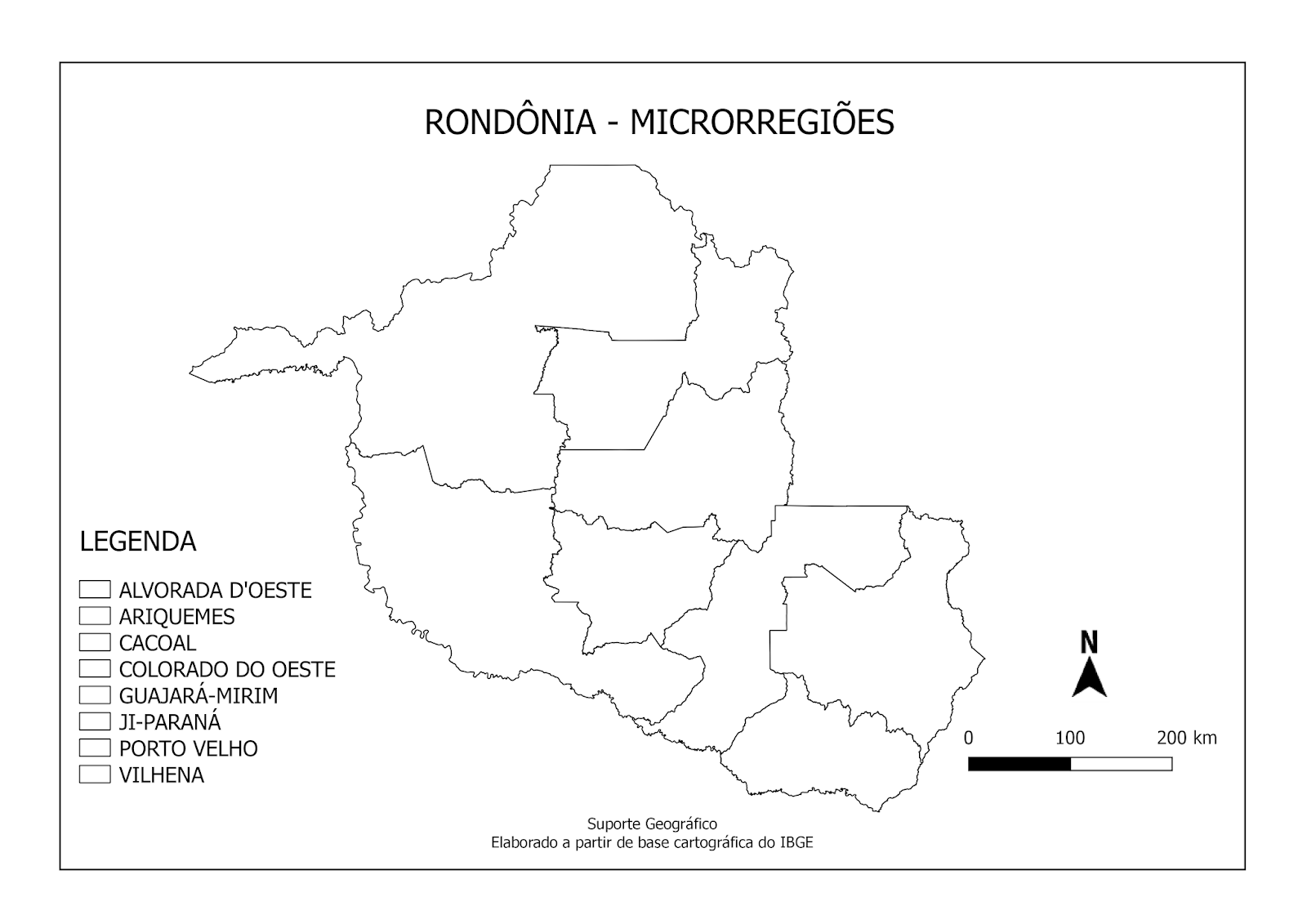 MAPA MICRORREGIÕES DE RONDÔNIA PARA COLORIR EM PDF