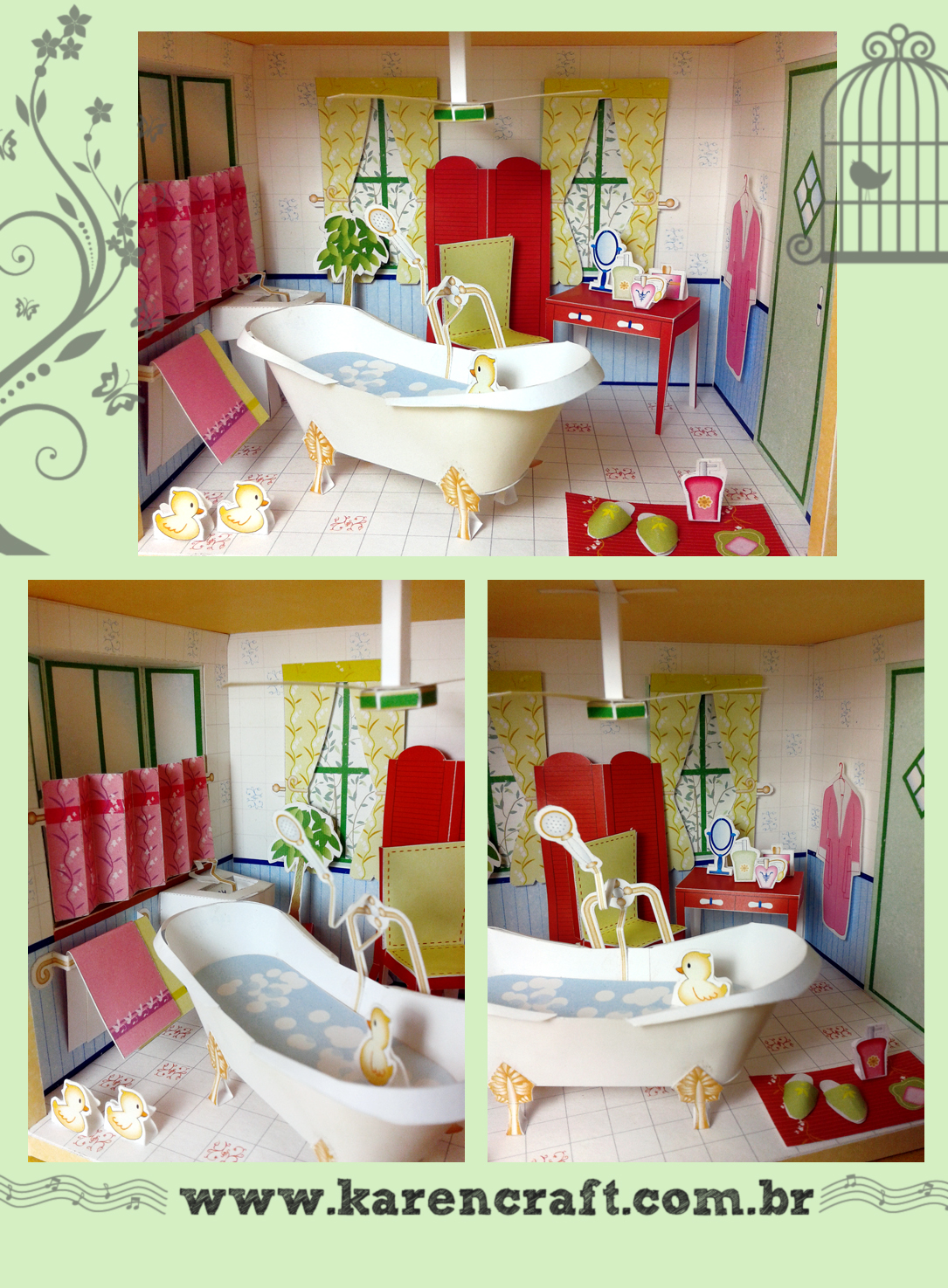Papercraft house - Bathroom | Karencraft