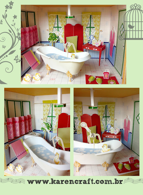 Papercraft house - Bathroom | Karencraft
